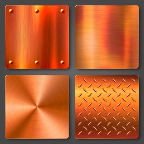 Realistic copper banners collection brushed Vector Image