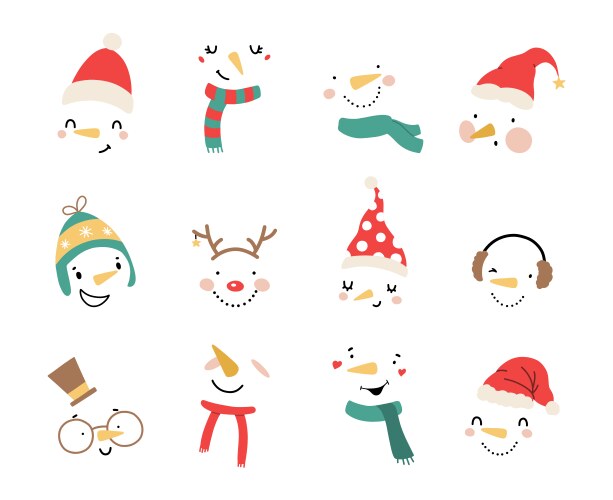 Funny Snowman Faces - Christmas Emoticons – Royalty-Free Vector ...
