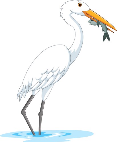Cartoon pelican eating fish Royalty Free Vector Image