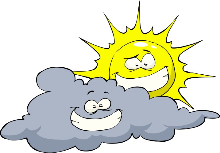 Hugging sun and cloud Royalty Free Vector Image