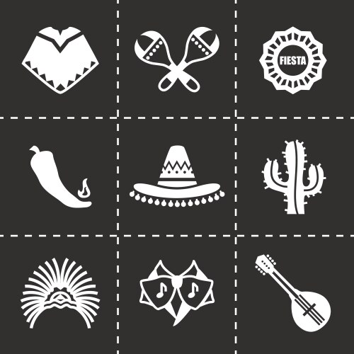 Mexico icon set Royalty Free Vector Image - VectorStock