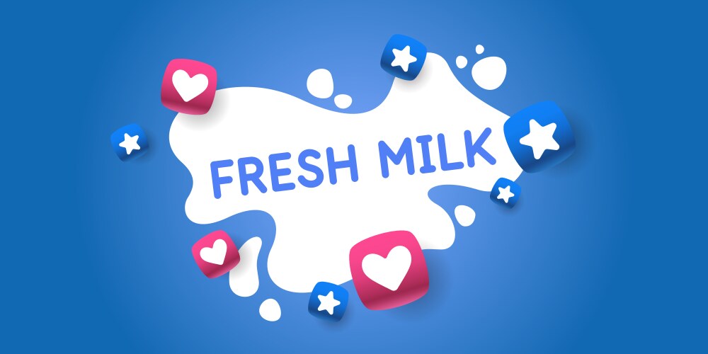Modern poster fresh milk with splashes on a light Vector Image