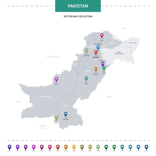 Pakistan map Royalty Free Vector Image - VectorStock