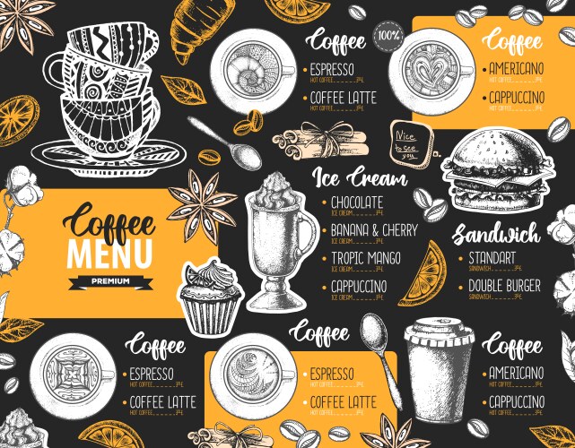 Set coffee design elements Royalty Free Vector Image