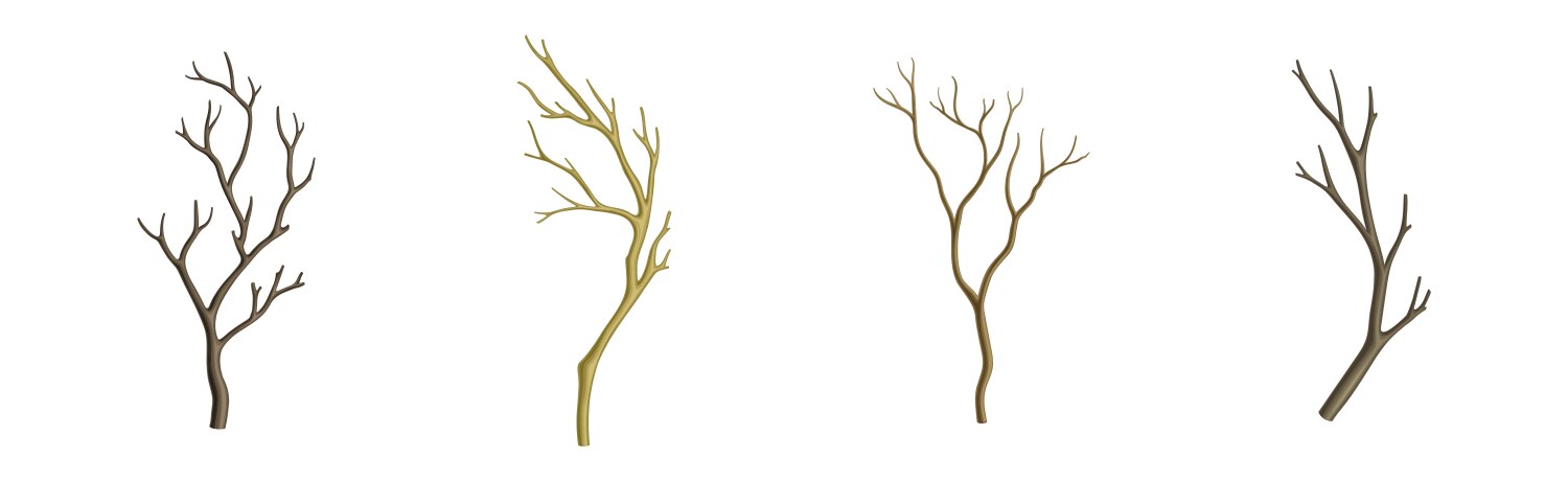 Bare tree branch with stem and limb set Royalty Free Vector
