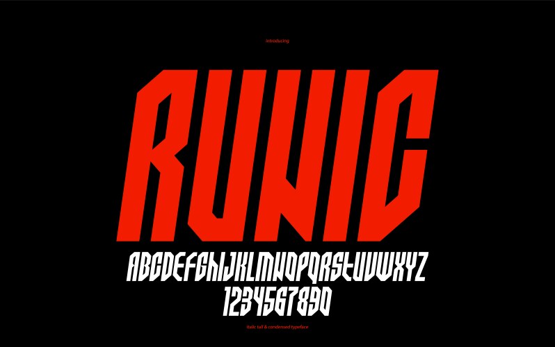 Bold and massive tall heavy geometric font for Vector Image