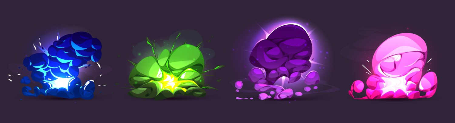 Game effect of fire flame animation with smoke Vector Image