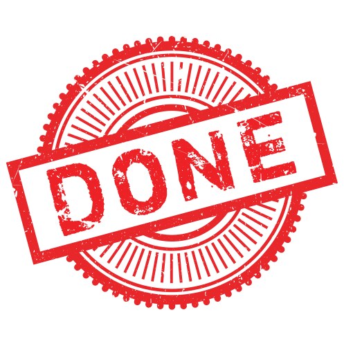 Done blue round grunge stamp Royalty Free Vector Image