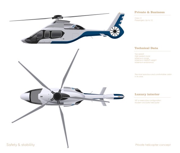 Rescue helicopter side view on a isolated white Vector Image