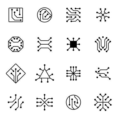 Microchip frame electronic chip cpu border Vector Image