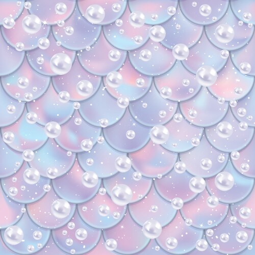 Fish scales and pearls seamless pattern mermaid Vector Image