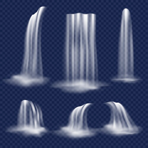 Set isolated waterfall fall mountain river Vector Image