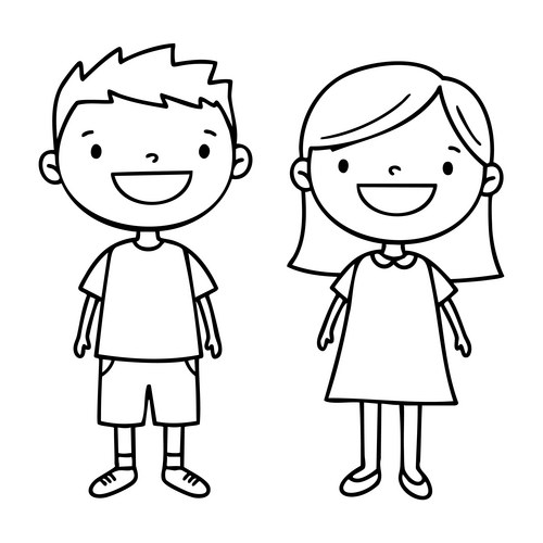 Children drawing outline Vector Images & Graphics for Commercial Use ...