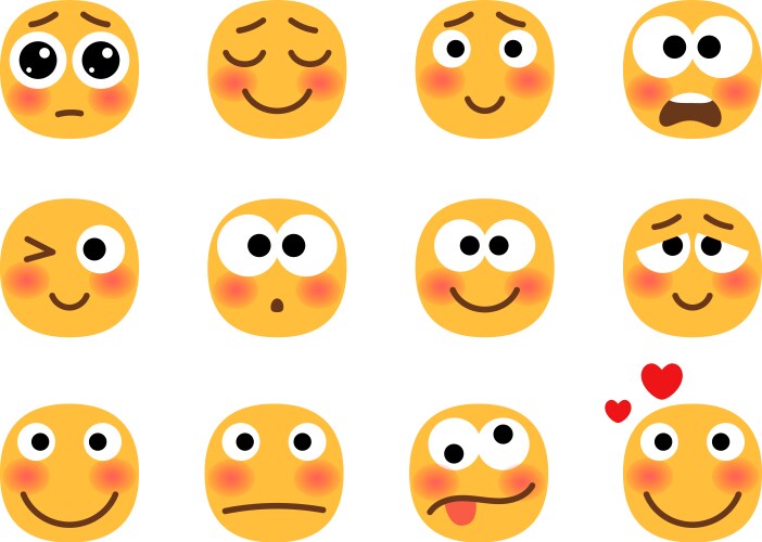 Facebook reactions emoji icons set Royalty Free Vector Image