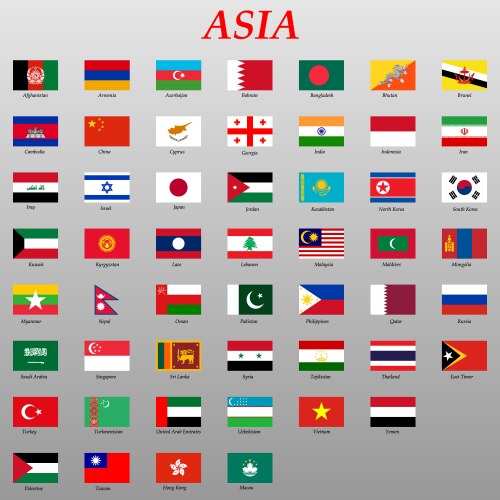 Flags of asia set Royalty Free Vector Image - VectorStock