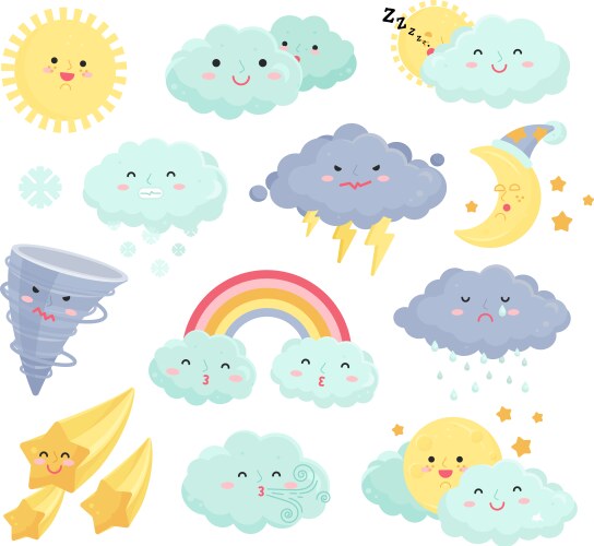 Cartoon weather images Royalty Free Vector Image