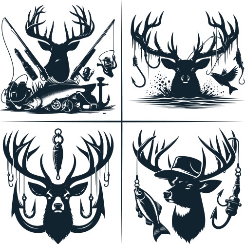 Deer hunting and fishing hook Royalty Free Vector Image