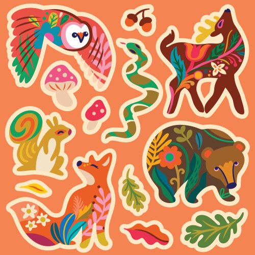 North animals in scandinavian Royalty Free Vector Image