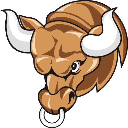 Angry red bull head roaring mascot Royalty Free Vector Image