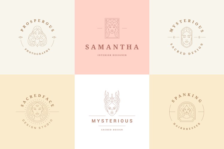 Feminine logos emblems design templates set Vector Image