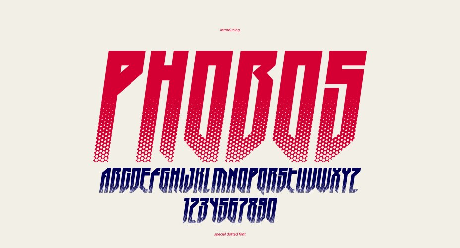Halftone dotted futuristic cyberpunk font Vector Image