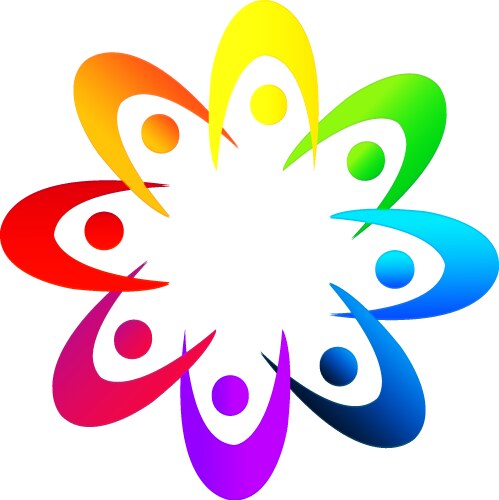 Teamwork hi unity people logo design Royalty Free Vector