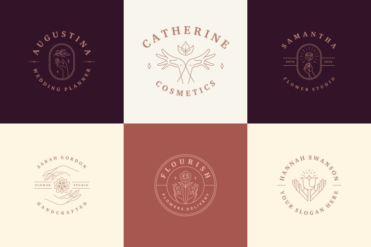Feminine logos emblems design templates set Vector Image