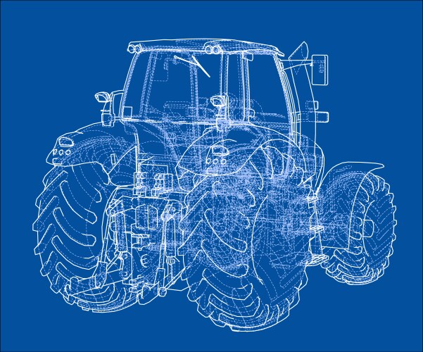 Outline farmer tractor drawing agricultural Vector Image