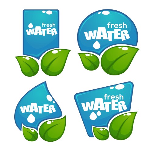 Water stickers and symbols on dark background Vector Image