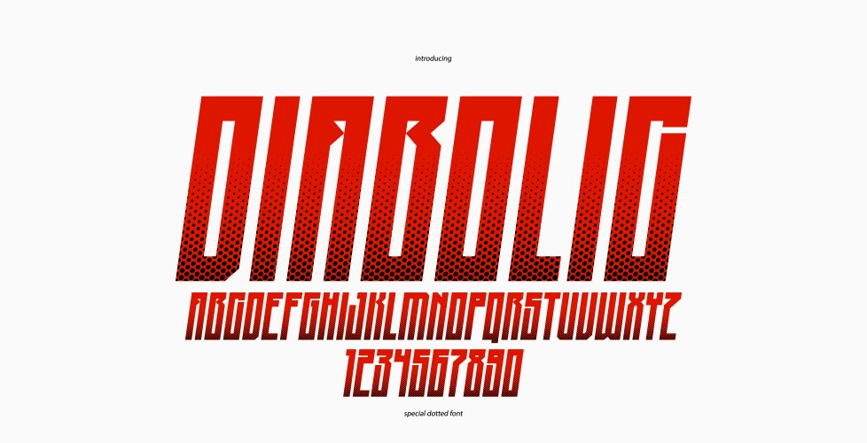 Halftone dotted futuristic cyberpunk font Vector Image