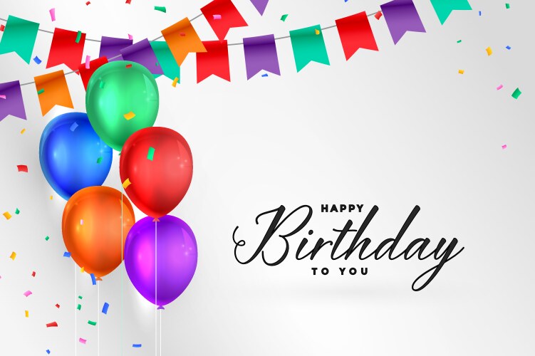 Happy birthday flags and confetti background Vector Image