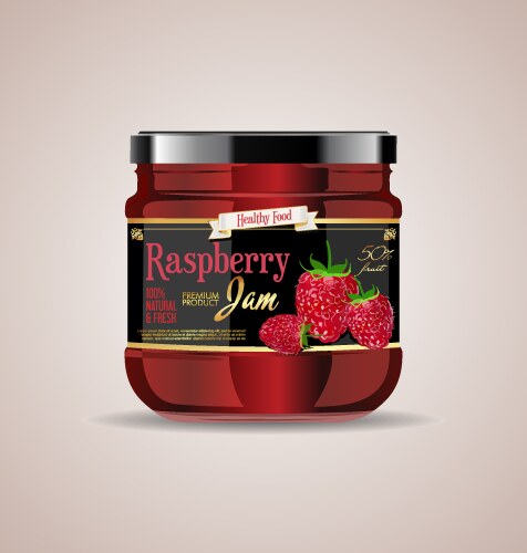 Glass jar mockup strawberry jam package design 2 Vector Image