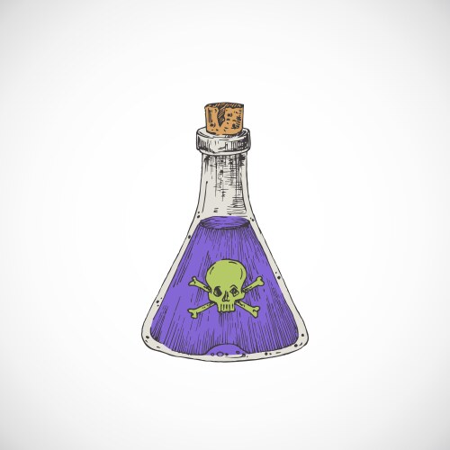 Poison in bottle line art and dot work hand drawn Vector Image