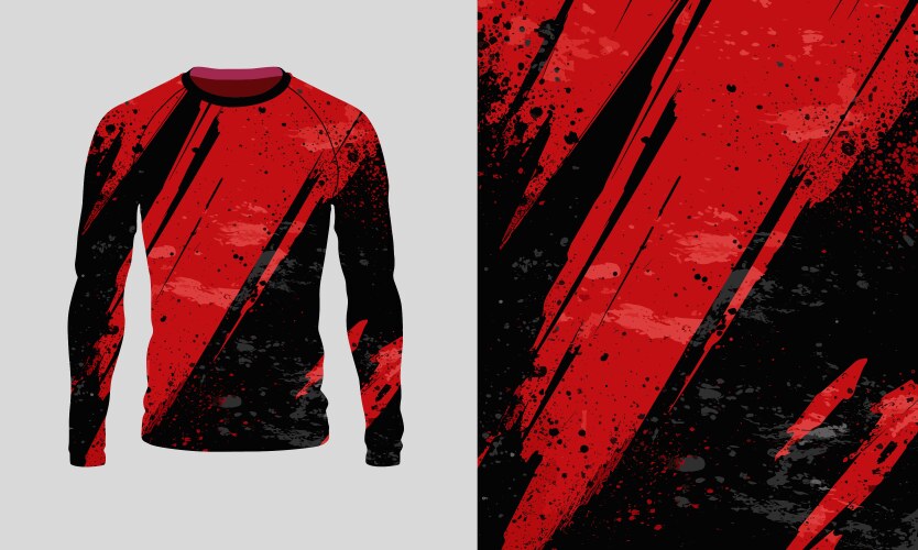 Long sleeve jersey red black white grunge texture Vector Image