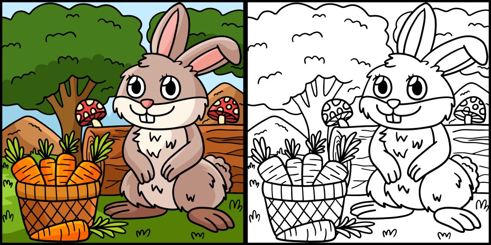 Spring Rabbit Coloring Page – Royalty-Free Vector | VectorStock
