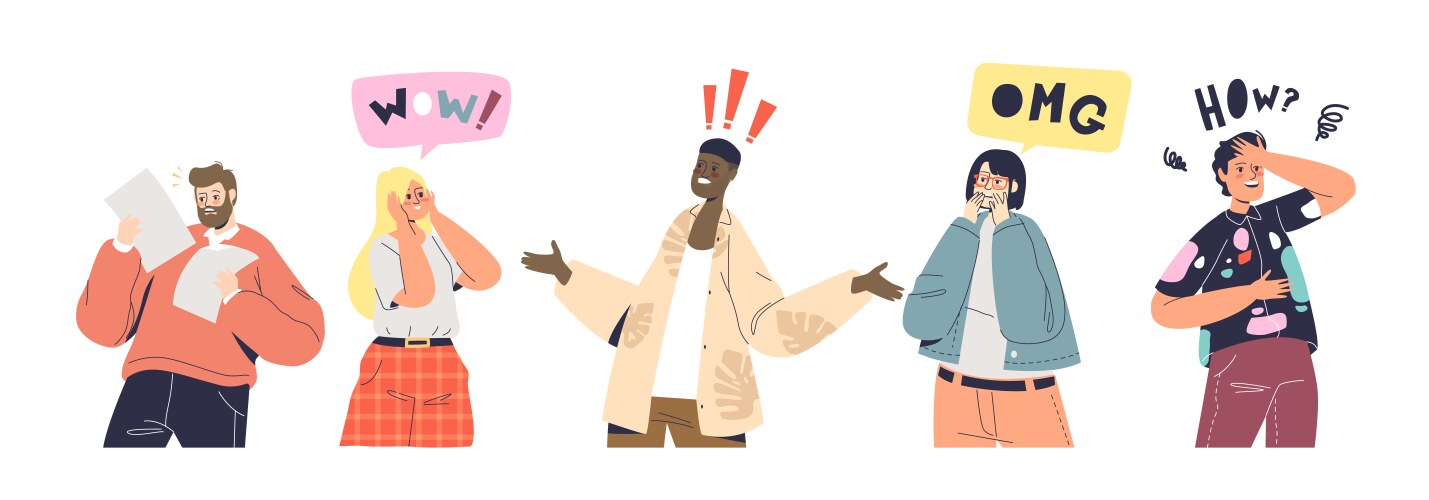 Shock and surprise emotion reactions template Vector Image