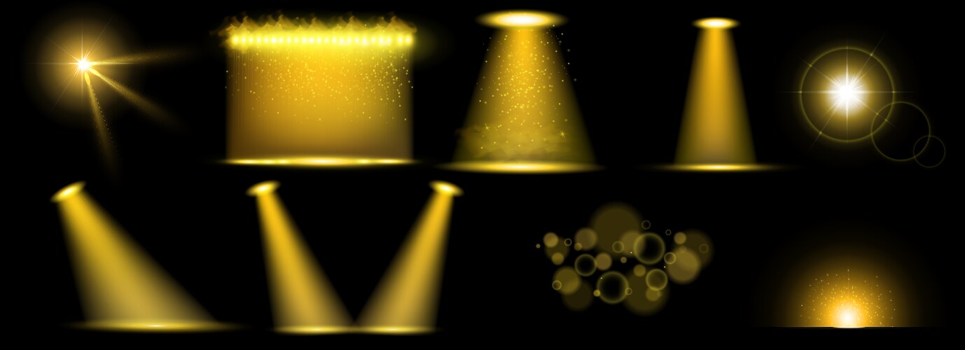 White realistic lights shining spotlight Vector Image