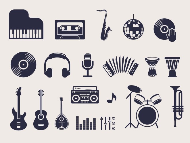 Music infographic and icon set of instruments Vector Image