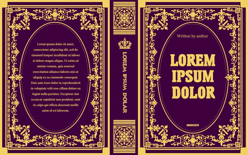 Old book cover design elements 3d hand drawn Vector Image