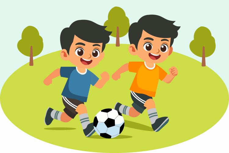 Two Kids Play Football Vector Images (over 120)