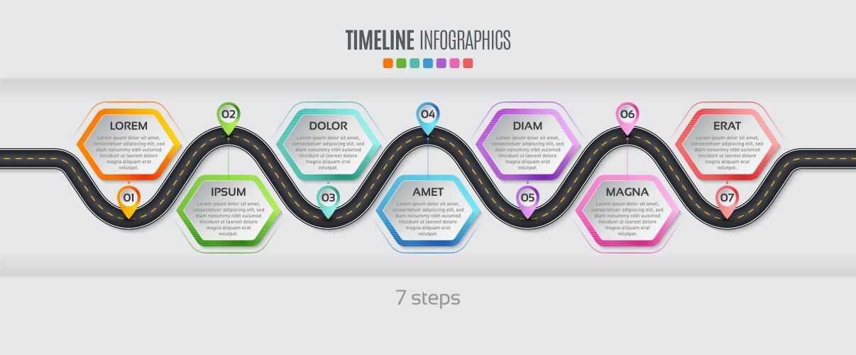 Isometric navigation map infographic 7 steps Vector Image