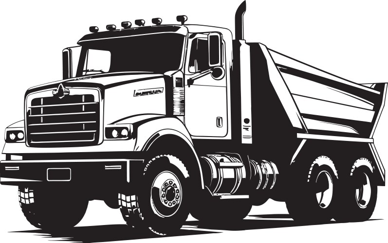 Dump Truck Black White Vector Images (over 6,500)