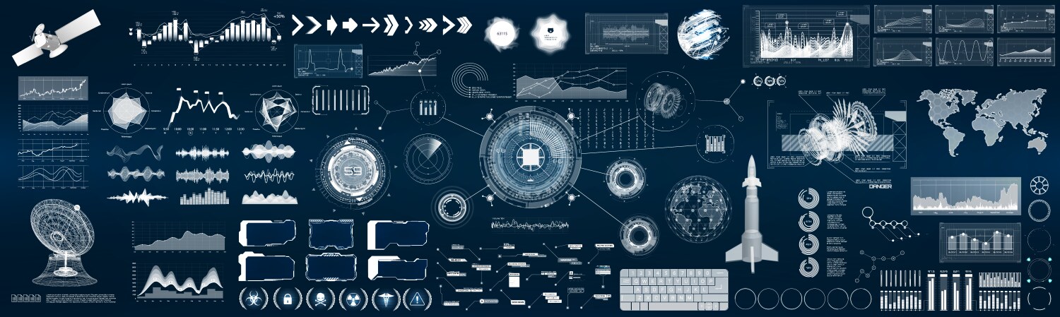 Set hud interface elements - lines circles Vector Image