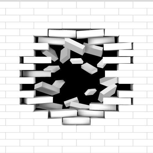 Part of broken wall with hole Royalty Free Vector Image