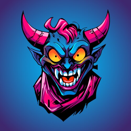 Devil face comic style for your infernal graphics Vector Image