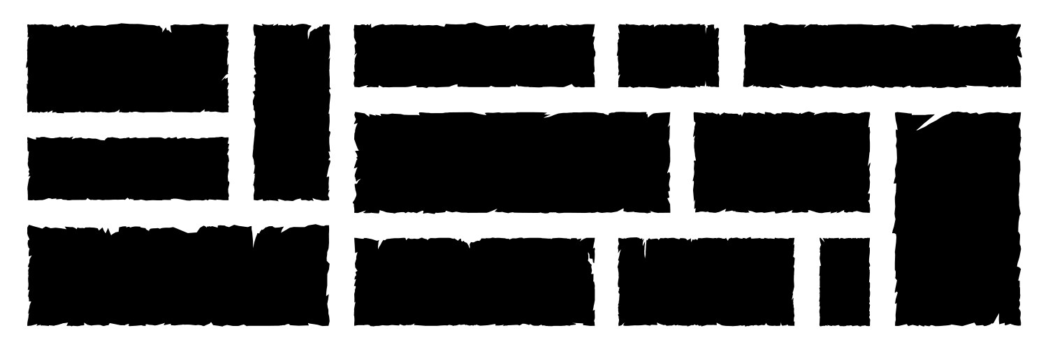 Set of grunge jagged rectangle shape black torn Vector Image