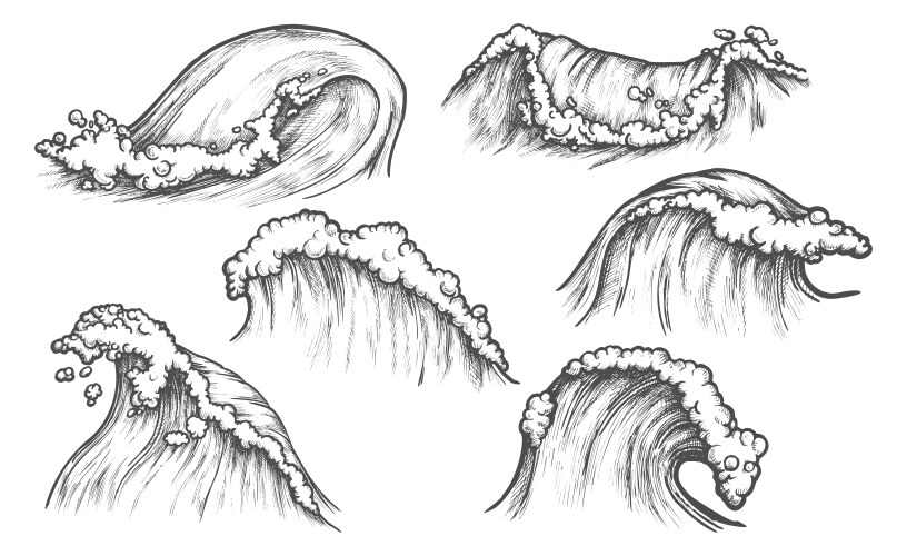 Ocean Wave Line Drawing Vector Images (over 10,000)