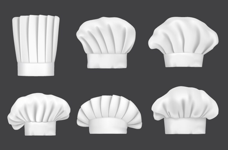 Realistic chef hats cook caps and baker toques Vector Image