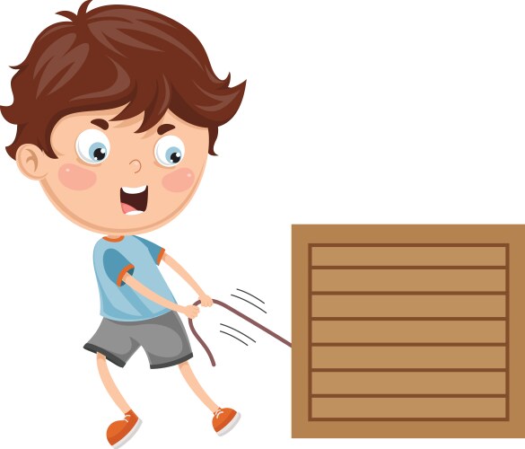 Kid pushing and pulling Royalty Free Vector Image