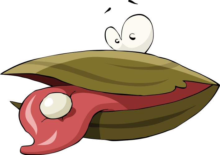 Mussel mollusk cartoon Royalty Free Vector Image